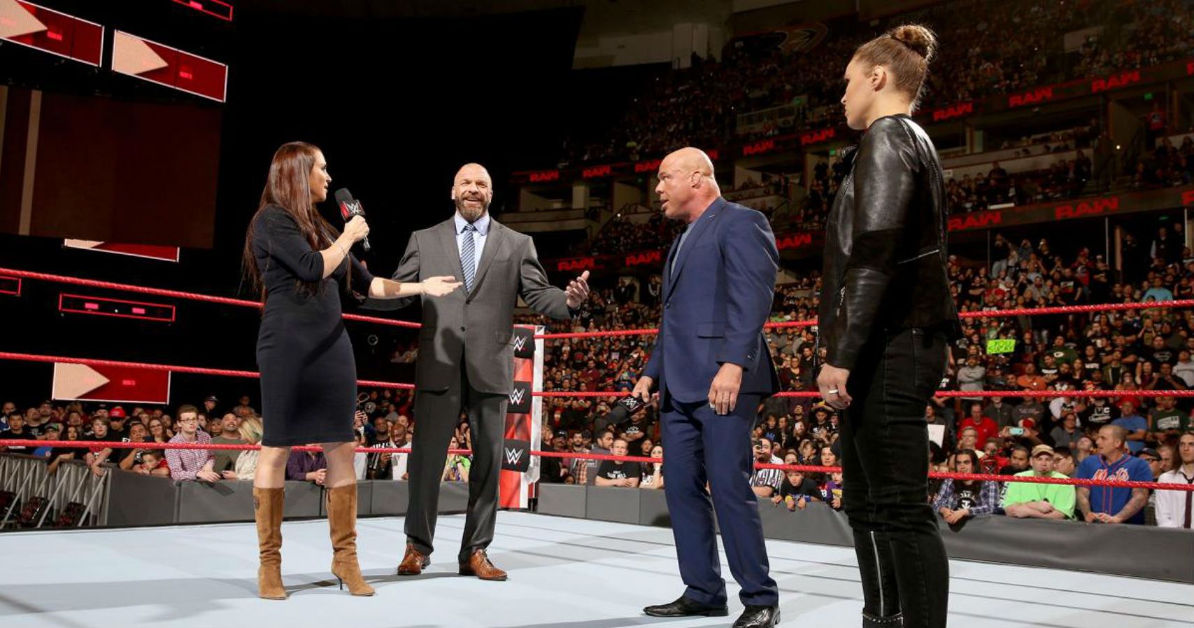 Ronda Rousey And Angle Vs. HHH And Stephanie Confirmed For WrestleMania