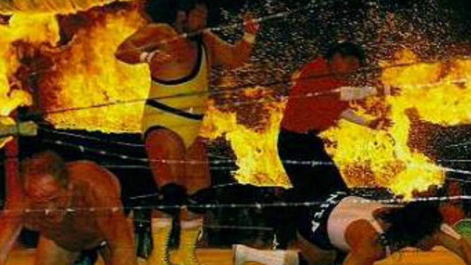 Indie Wrestler Sets Himself On Fire And Dives At Other Wrestlers [Video]