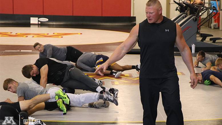 Brock Lesnar Joins Wrestlers at His Alma Mater for Training Session
