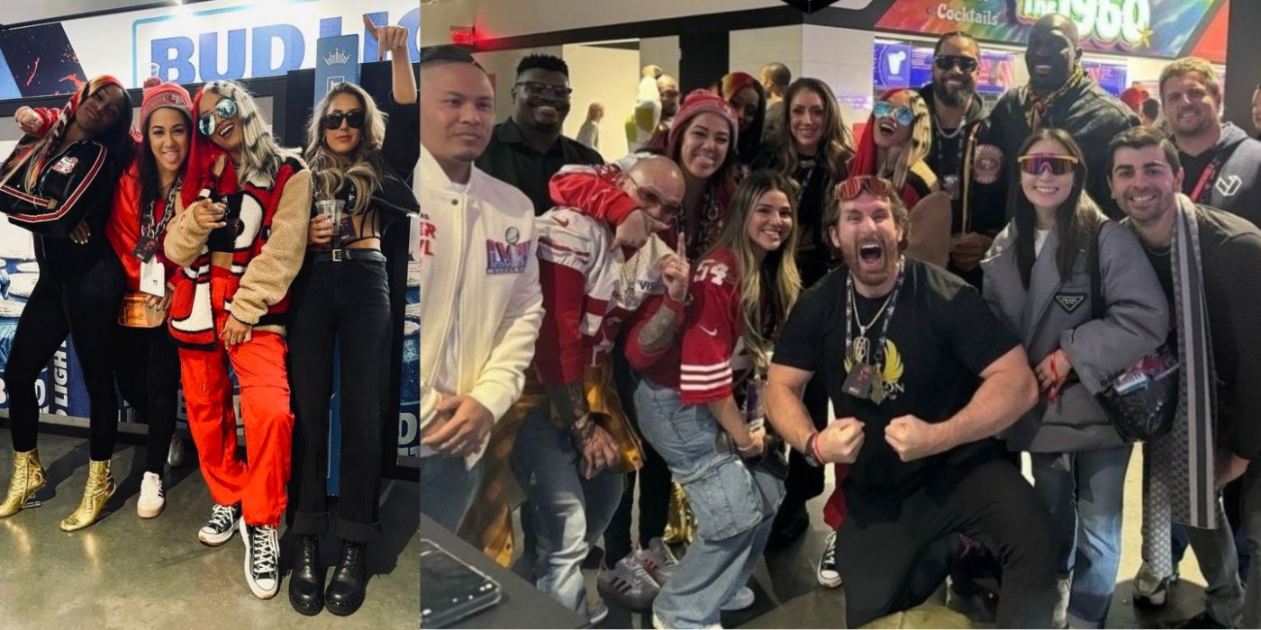 Wrestlers From WWE And AEW Hung Out Together At The Super Bowl