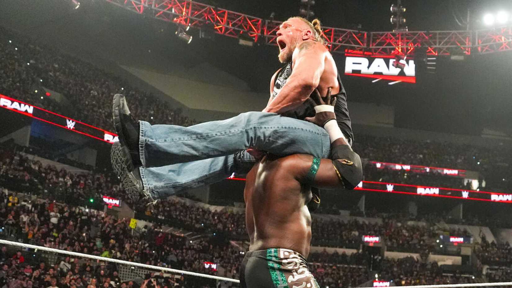 Watch Brock Lesnar Covertly Help Oba Femi Maximize His Big Moment On Raw
