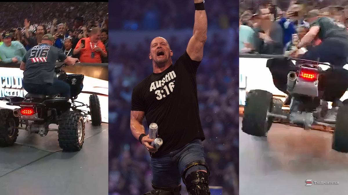 Steve Austin Crashes ATV At WrestleMania, Knocks Over Fan At Ringside